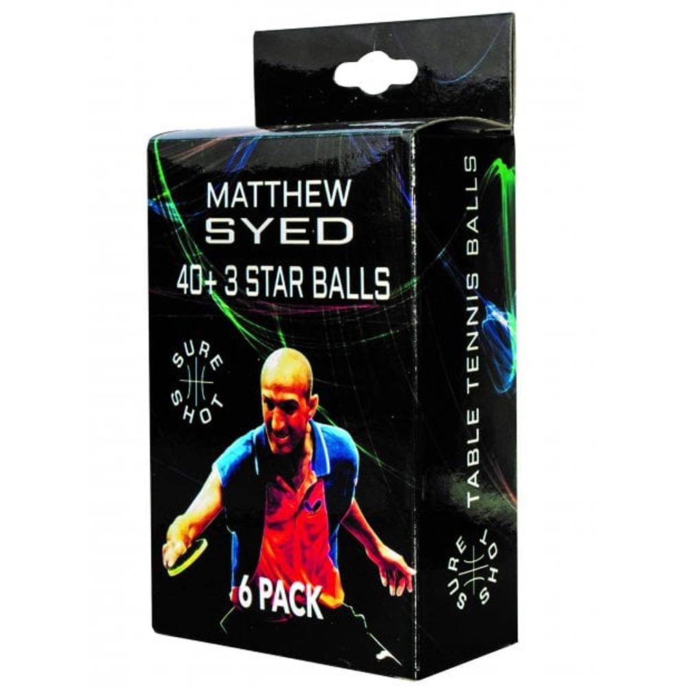 Sure Shot Matthew Syed 40+ 3 Star Table Tennis Balls - Box of 6 ...