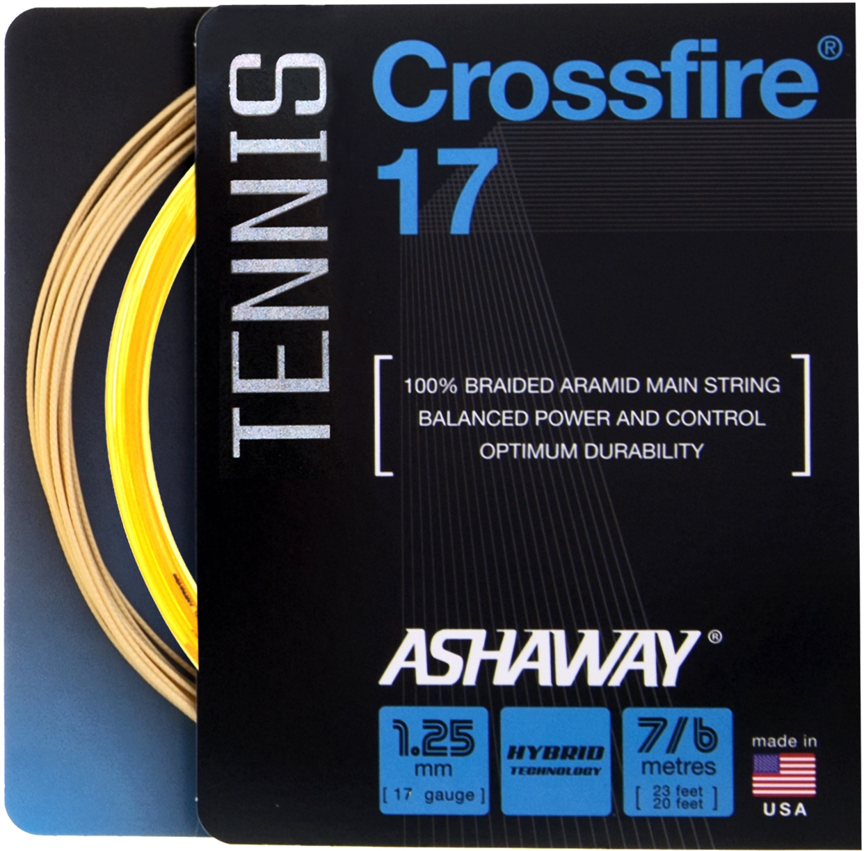 Ashaway Crossfire 17 1.25/1.30mm Hybrid Packet | Stringers' World
