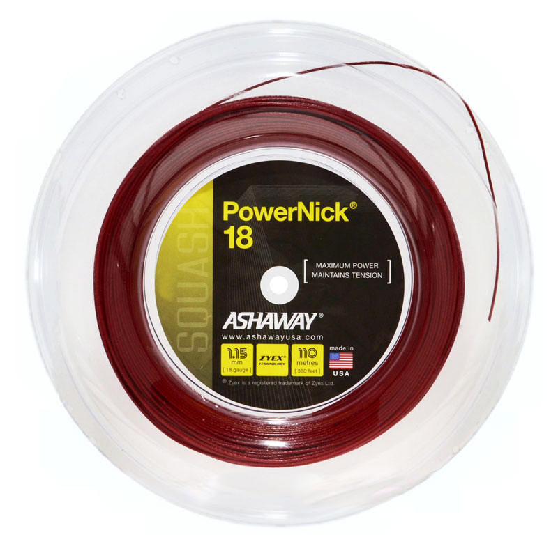 Ashaway PowerNick 18 - 1.15mm (Red) 110m reel | Stringers' World