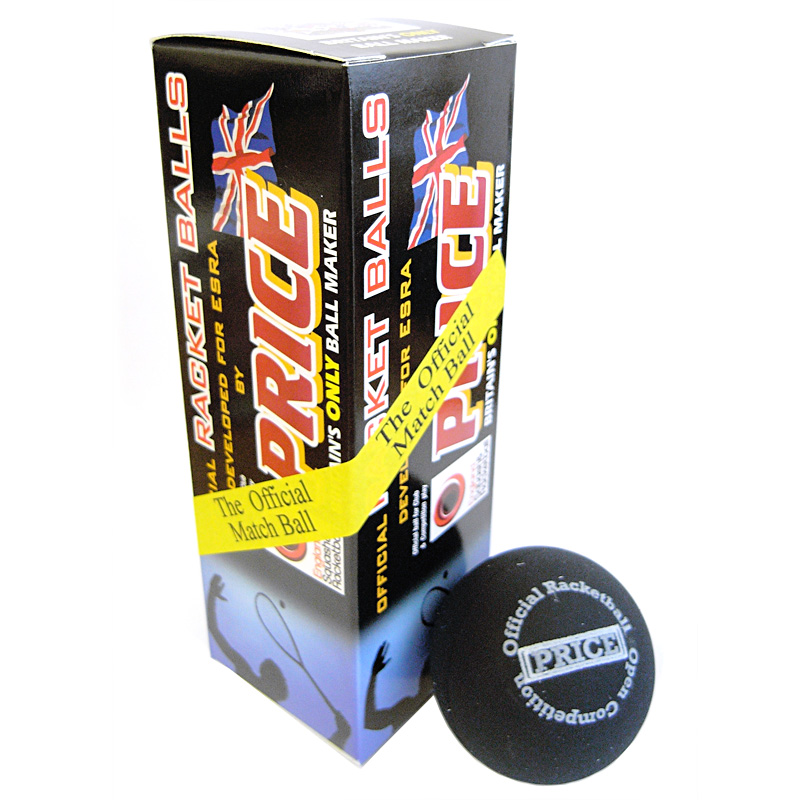 Price Black Single Dot Racketball Ball (Box of 3) | Stringers' World