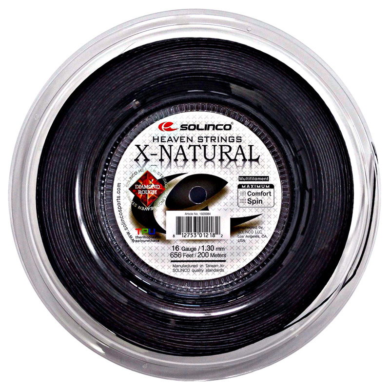 Solinco X-Natural Diamond Rough (Black) 200m Reel | Stringers' World