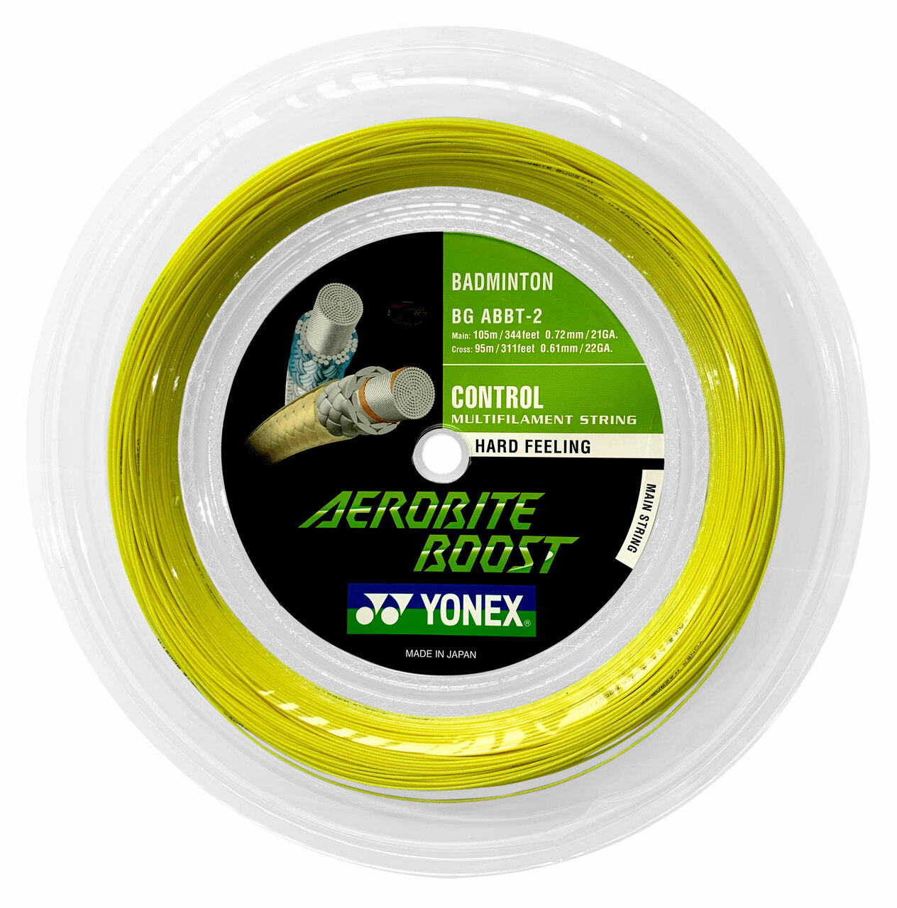 Yonex BG-Aerobite Boost 0.72mm / 0.61mm (Yellow+Grey) Reel | Stringers ...